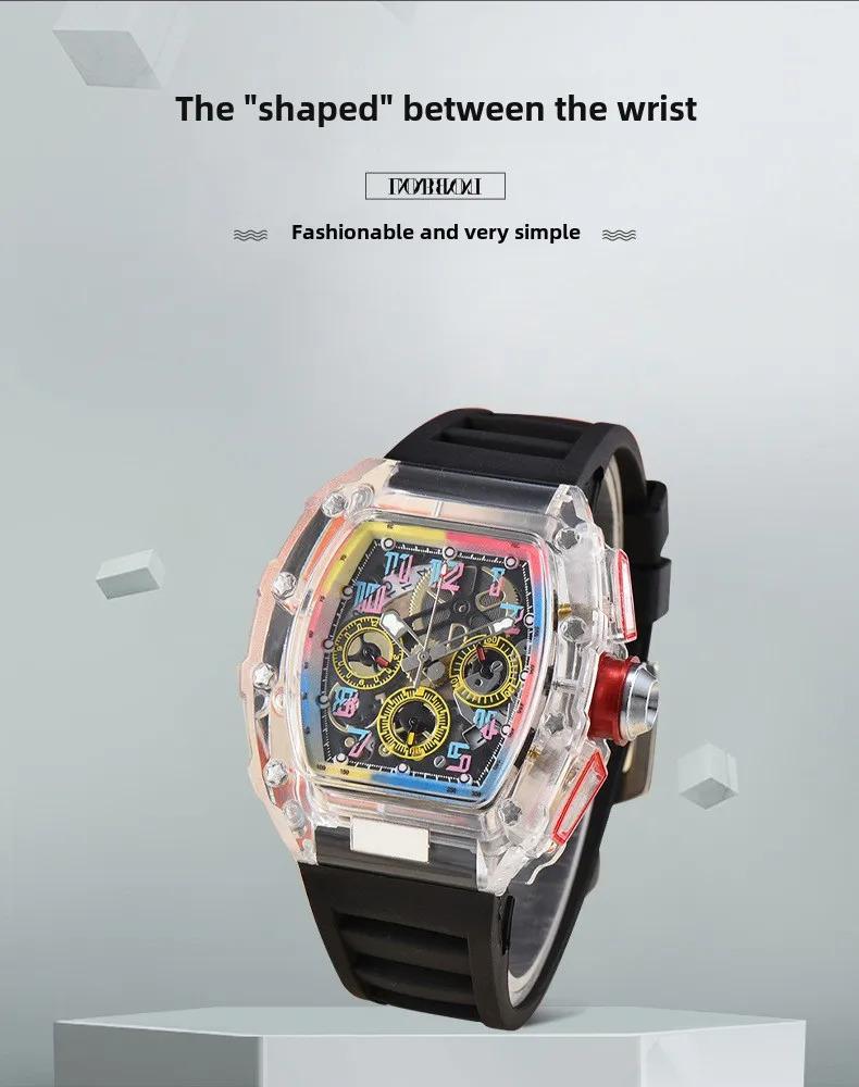 2025 new high-value fashion trend quartz watch men's transparent ...