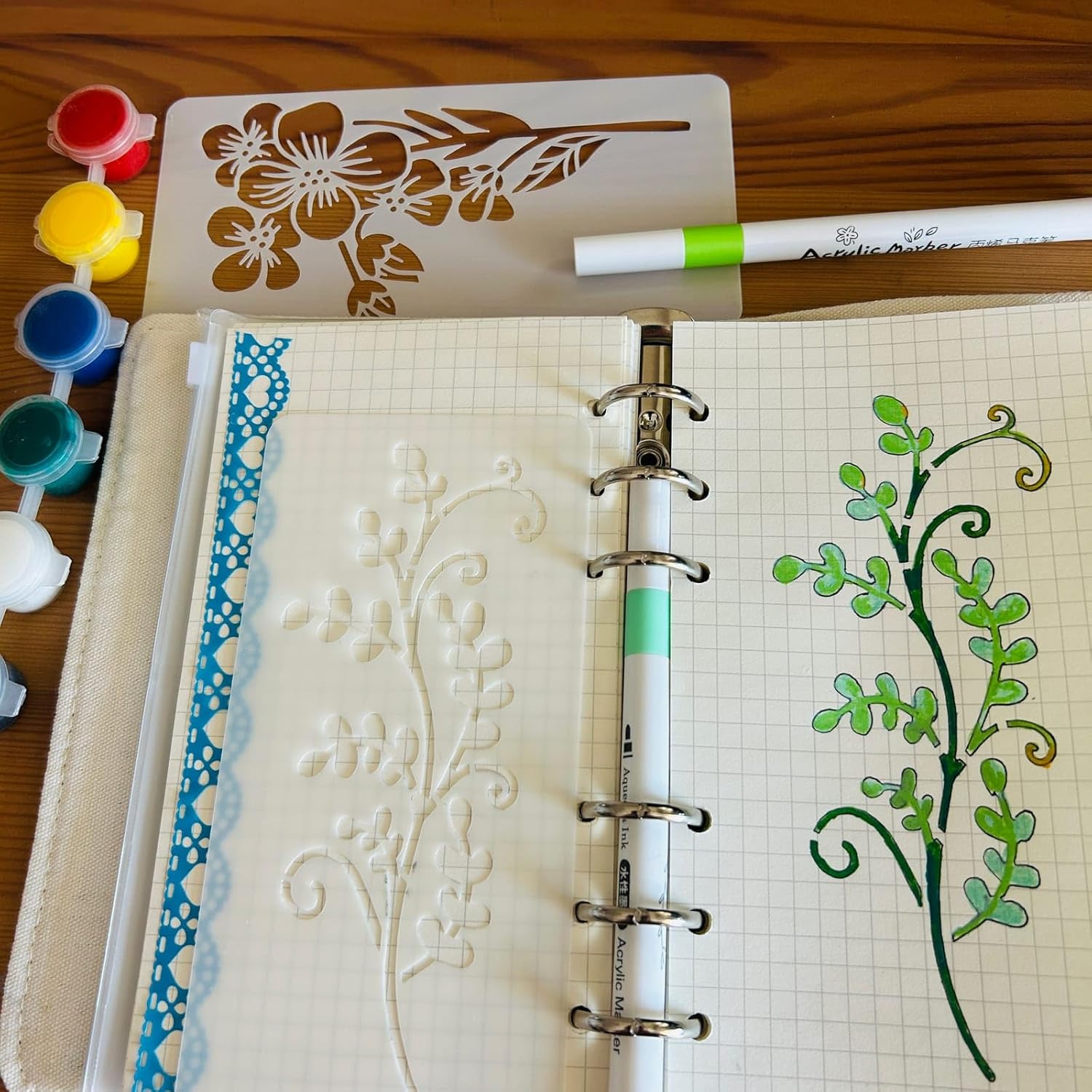 Flower and Leaf Stencils for Painting, 18 count 6 x 3 Inch Plastic ...