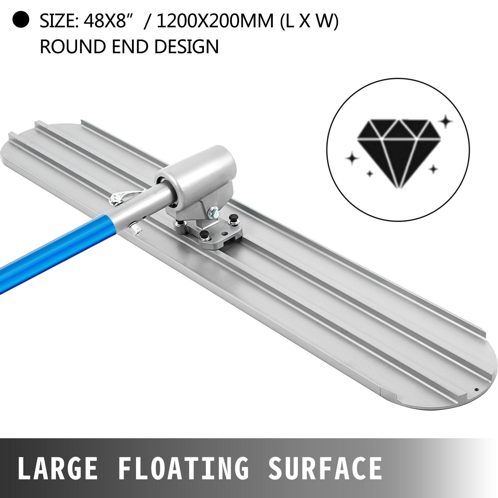 VEVOR 48x8 in Magnesium Round End Bull Float Full Set, Adjustable Angle ...