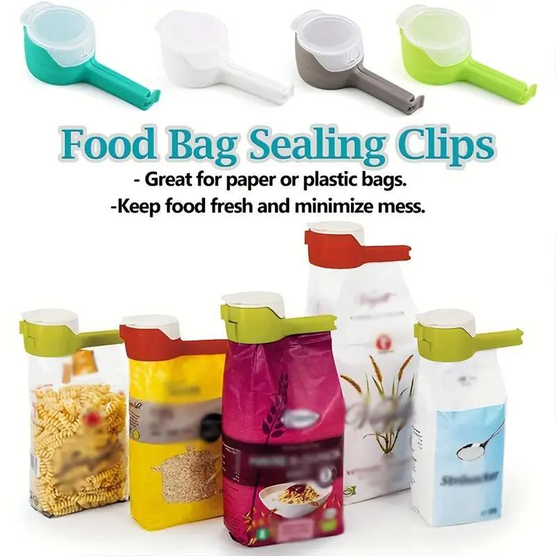 4pcs Food Bag Clips with Pour Spout, Kitchen Chip Bag Sealing Clips ...