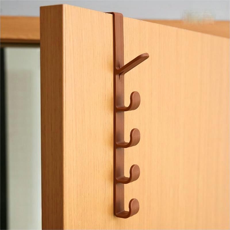 Door Back Hook, 1 Count 5-hook Hanging Storage Rack, Punch-free Coat ...