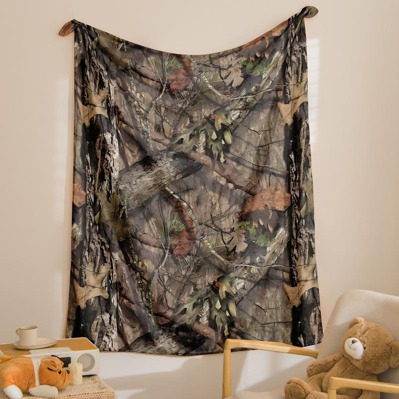 Ultra-Soft Flannel Camo Forest Throw Blanket - Realistic Hunting ...