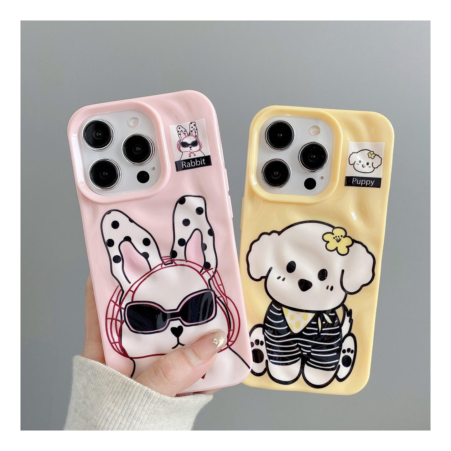 Puppy & Rabbit Pattern Meteor Texture iPhone Case , Anti-Drop Soft ...