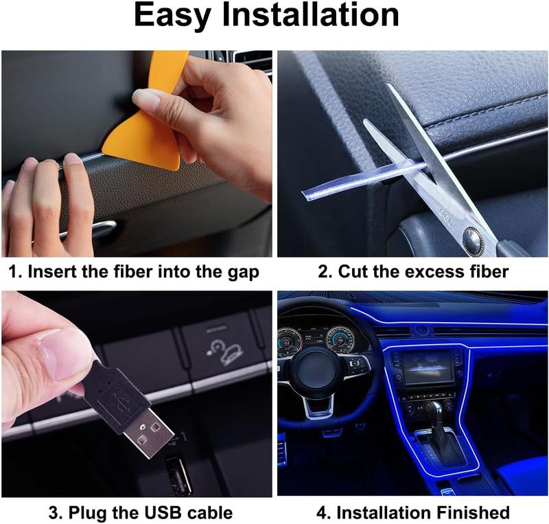 Wire USB Powered Car Interior LED Light for Summer, Car Accessories ...
