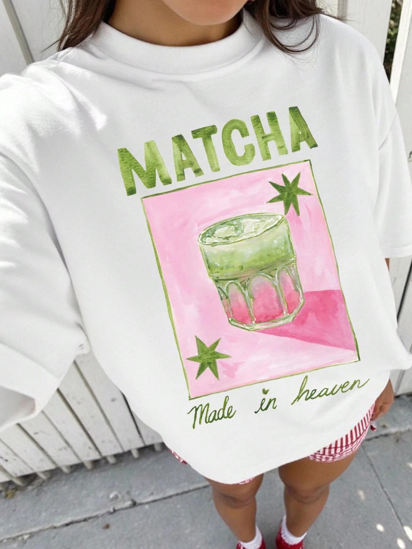 Women's T-Shirt Short Sleeve Drink Graphic Print Loose Fit Casual ...