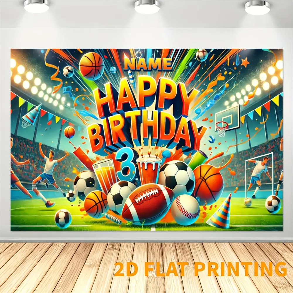 1PC,2D Flat Personalized Sports - themed Happy Birthday Door Banner ...