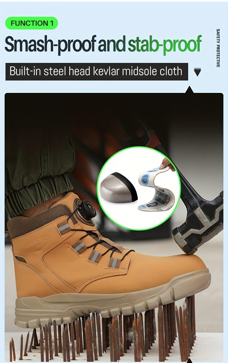 Plus Size Men's Solid Color Steel Toe & Puncture Proof High Top Safety ...