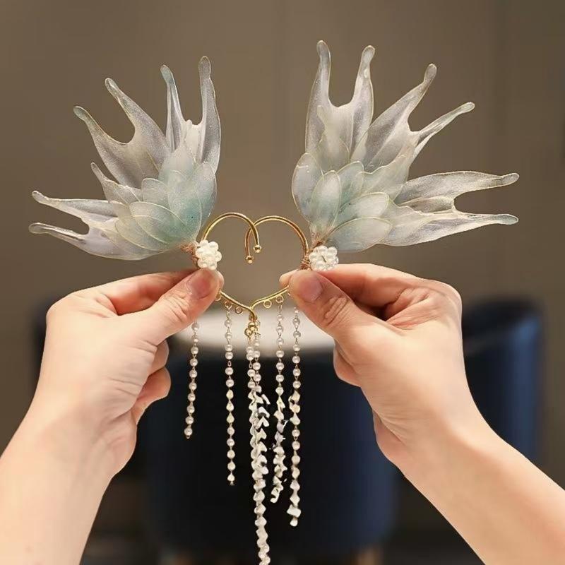 Mermaid Princess Ear Cuff Earrings Fantasy Elf Ear Hook Hanfu Hair ...