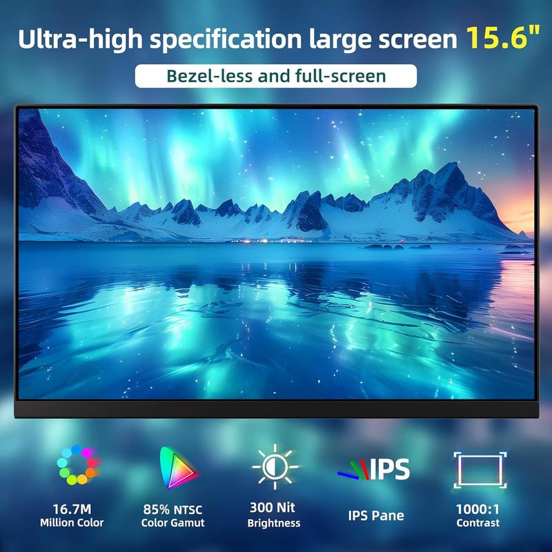 Laptop Screen Extender, 15.6" Dual 1080P FHD IPS Portable Attachable ...