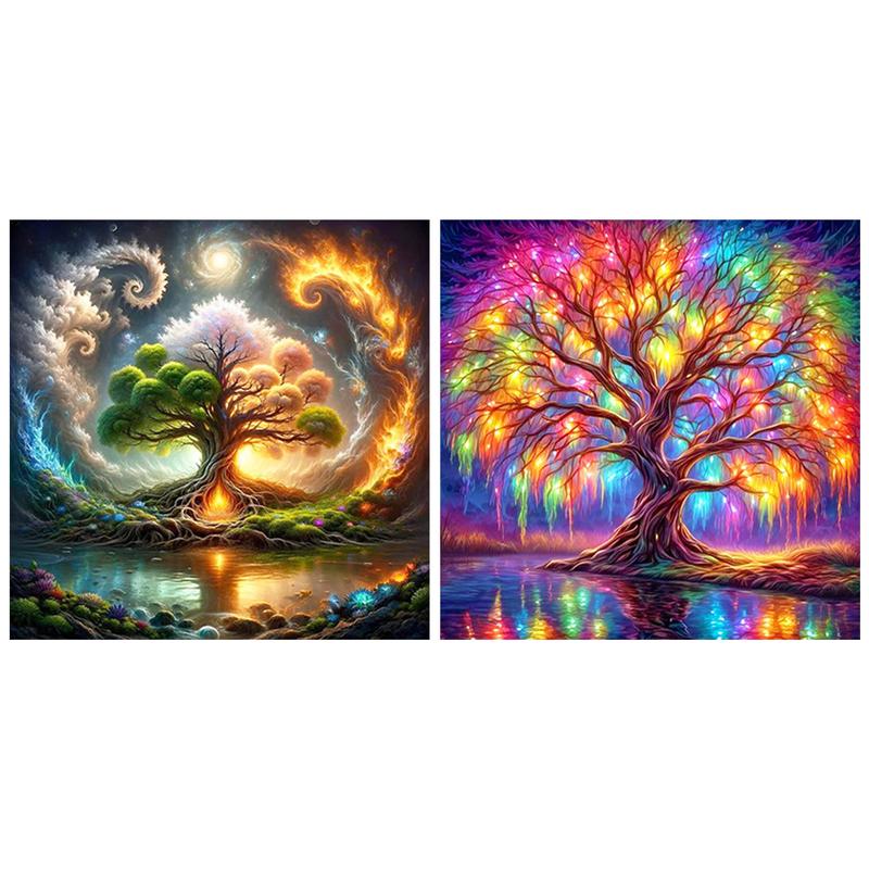 5D DIY Full Round Drill Diamond Painting Colorful Tree Kit Home Decor ...