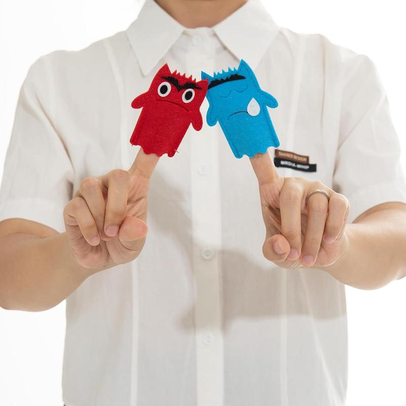 7 Colorful Felt Emotion Monster Finger Puppets - Fun and Educational ...