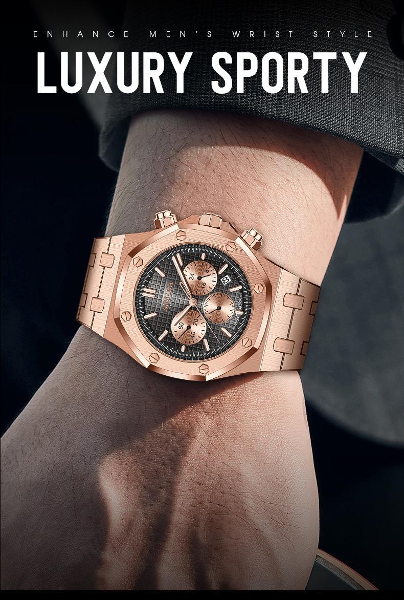 Men’s Multifunction Six-Hand Quartz Watch – Luminous, Calendar, World ...