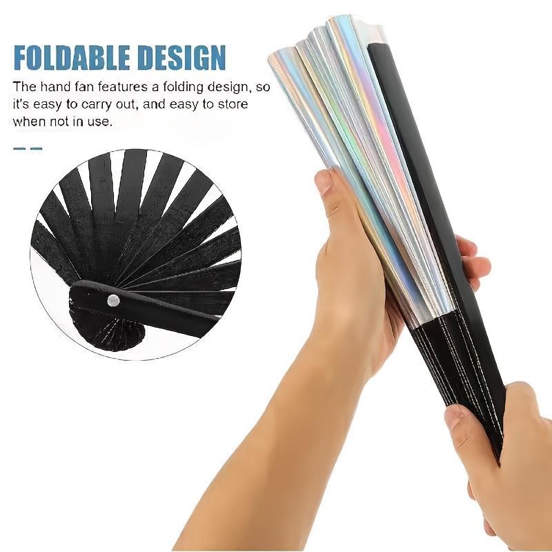 1 Count Foldable Fan, Holographic Rave Hand Fan, Unisex Gift & Decor ...
