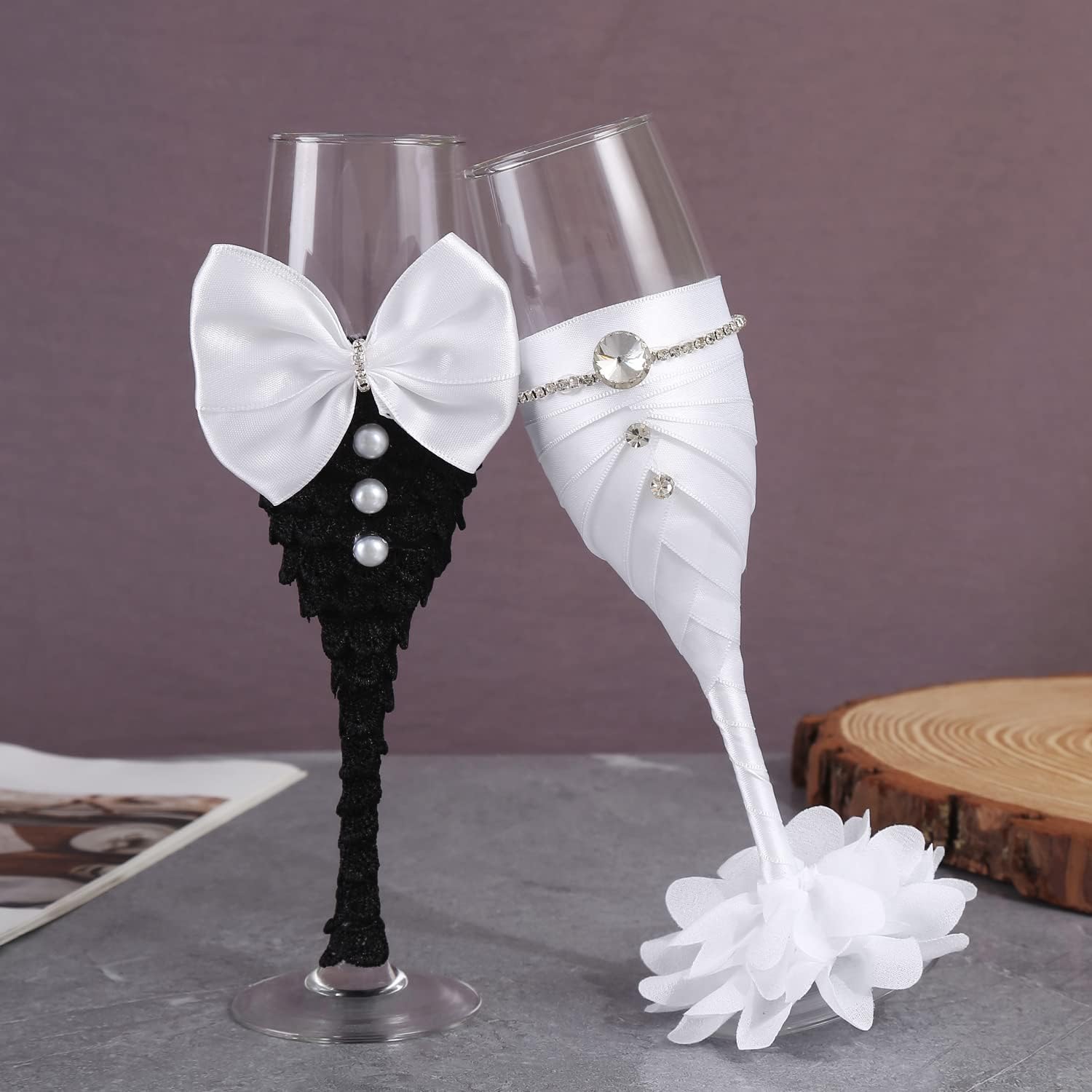 Newlywed Champagne Glass Set - Bride and Groom Wedding Toasting Glasses ...