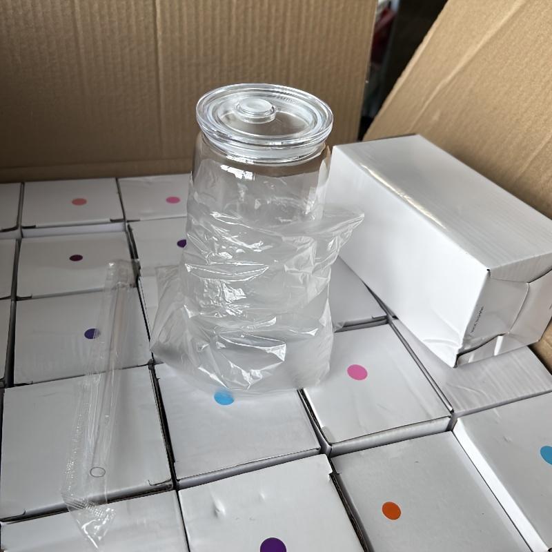 50pcs 16oz clear Plastic Acrylic Cans with Lids and Straws for UV DTF ...