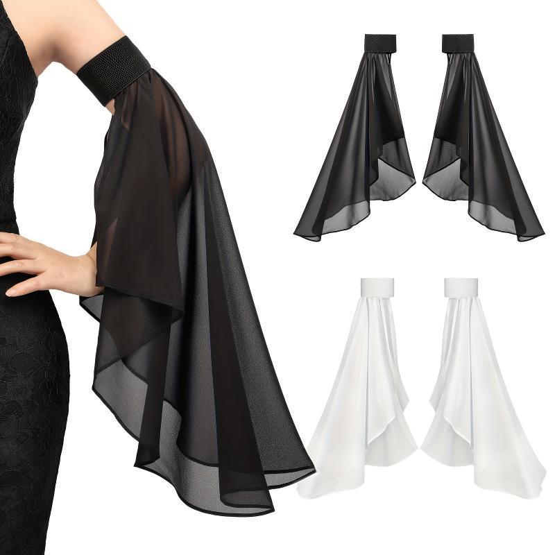 Elegant Gothic Long Tulle Sleeves with Detachable Chiffon Gloves ...