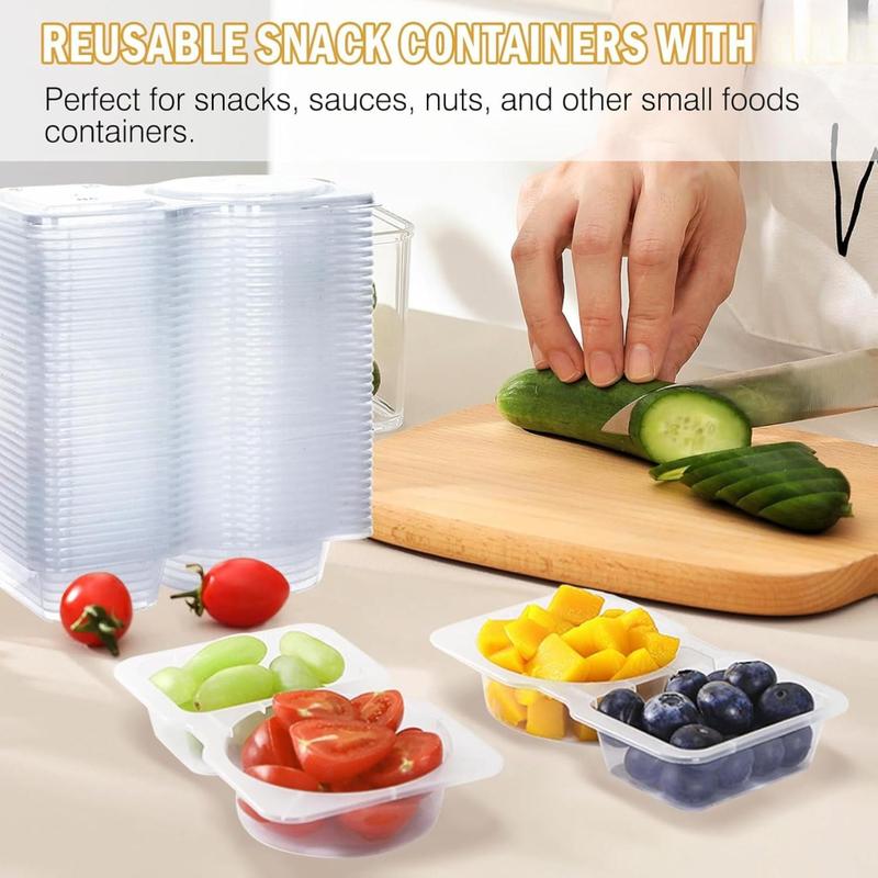 20 Sets Reusable Snack Containers With Lids, Double Compartment Snack ...