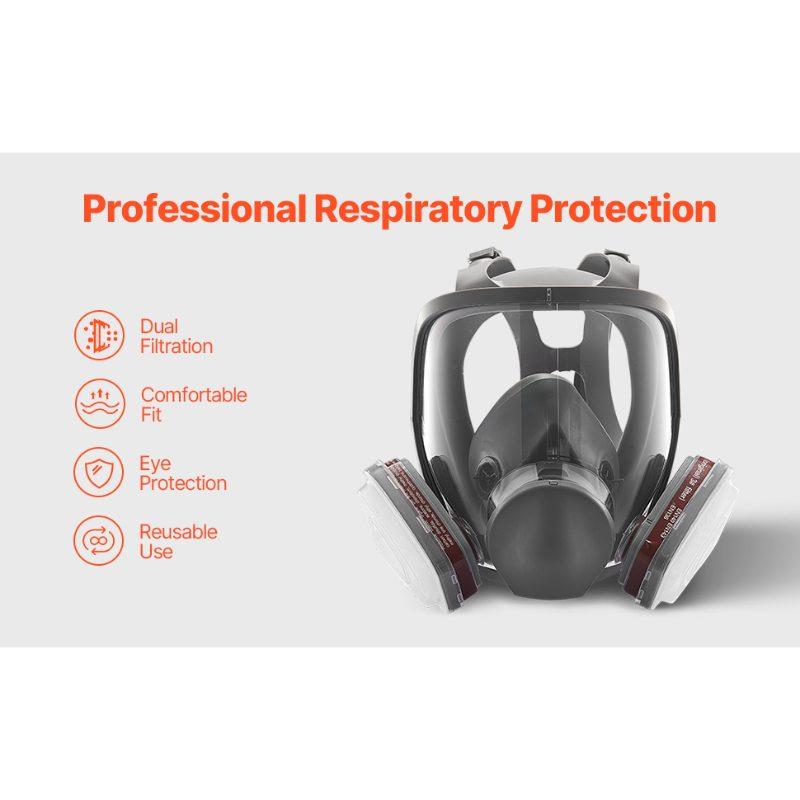fathersdaygift VEVOR Respirator Mask, Reusable Respirator Full Face Gas ...