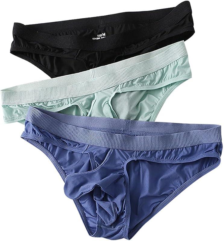 Mens Ice Silk Bulge Enhancing Briefs Big Pouch Breathable Flat Corner ...