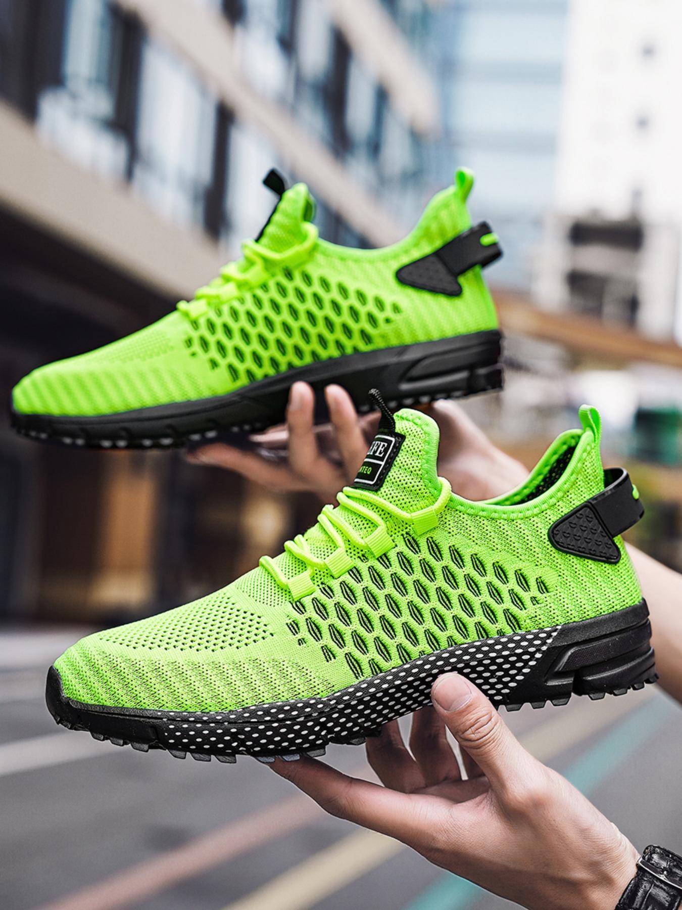 Men's Colorblock Patched Design Casual Running Shoes, Breathable ...