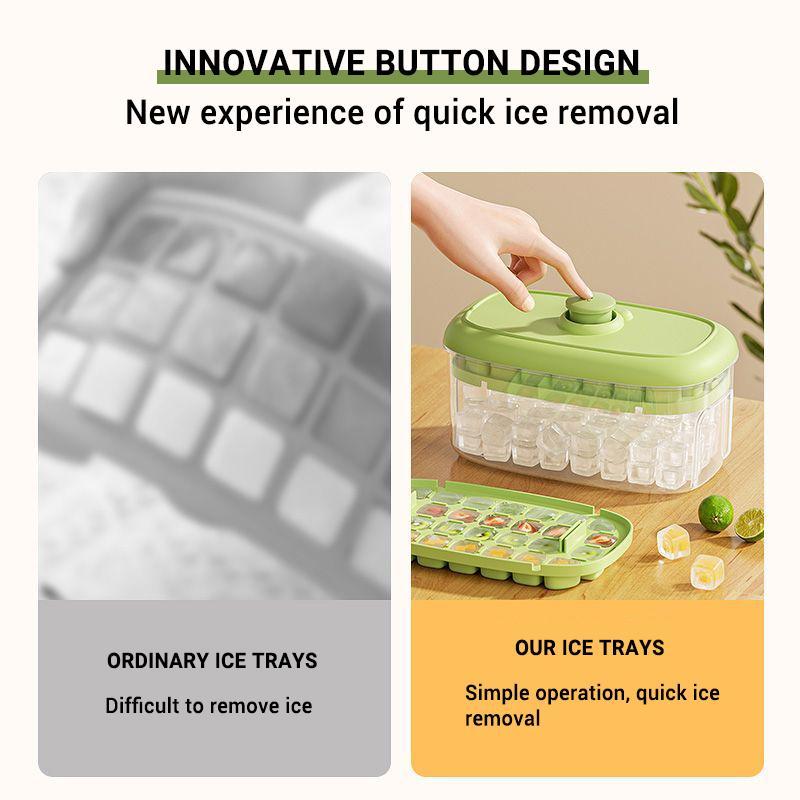 Ice Cube Mold with Lid & Ice Scoop & Storage Box, 1 Box 28/56 Grids Ice ...