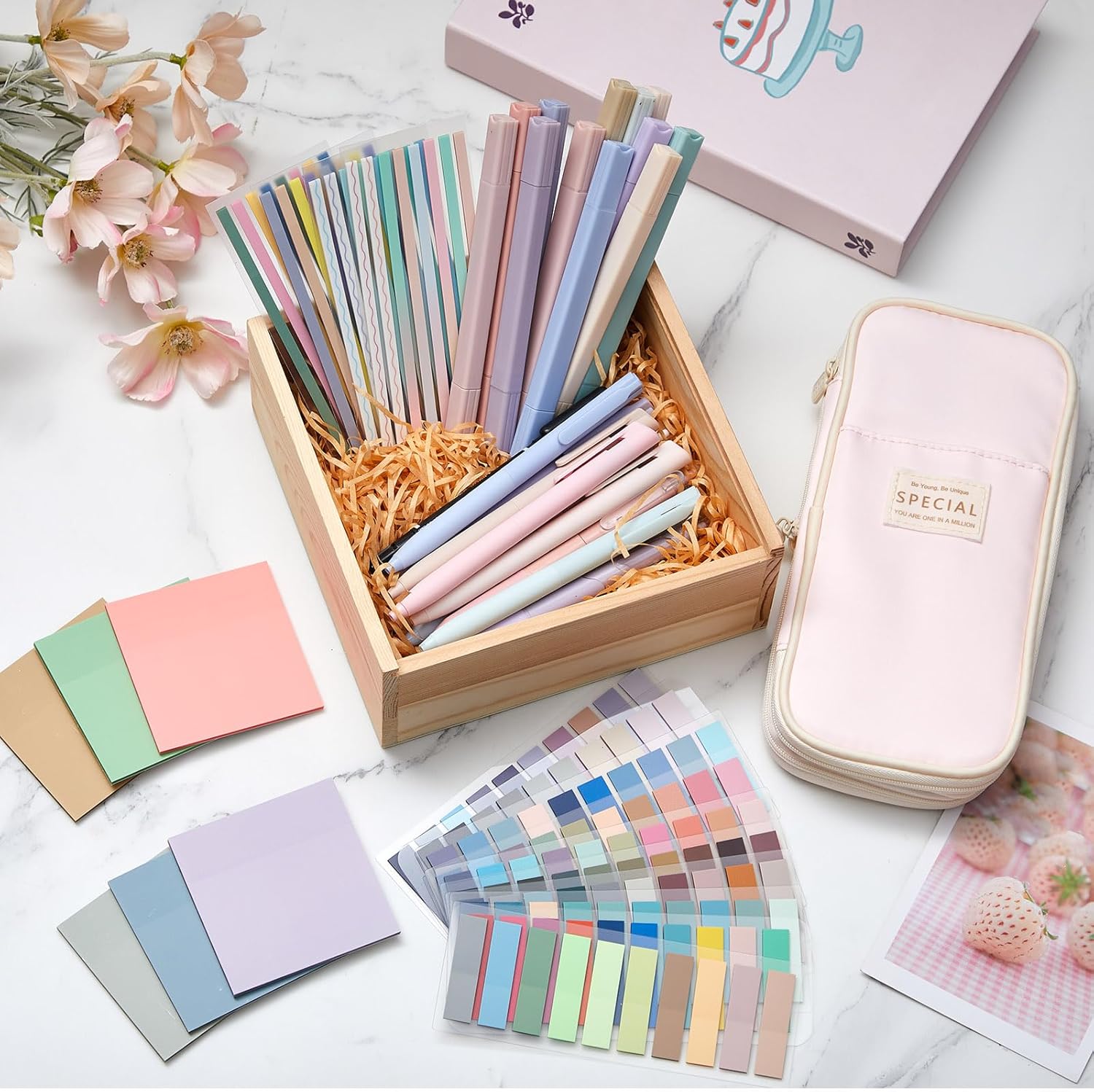 135 Pcs Book Annotation Kit Aesthetic Pencil Case Bag with 12 ...