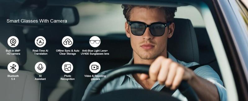 Smart AI Camera Glasses M02S – 8MP HD 1080P Video Recording ...