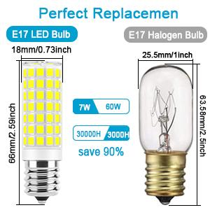 E17 LED Bulb Dimmable, 7W Microwave Over Stove Bulb, 120V 60W ...