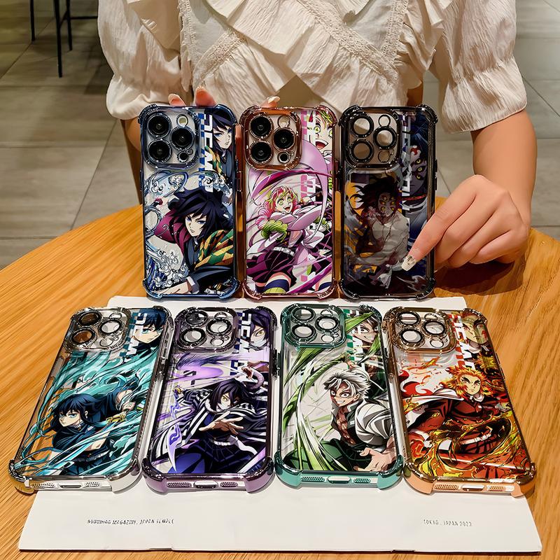 Anime Demon Slayer Plating Case For iPhone 17 16 15 14 13 12 Pro Max ...