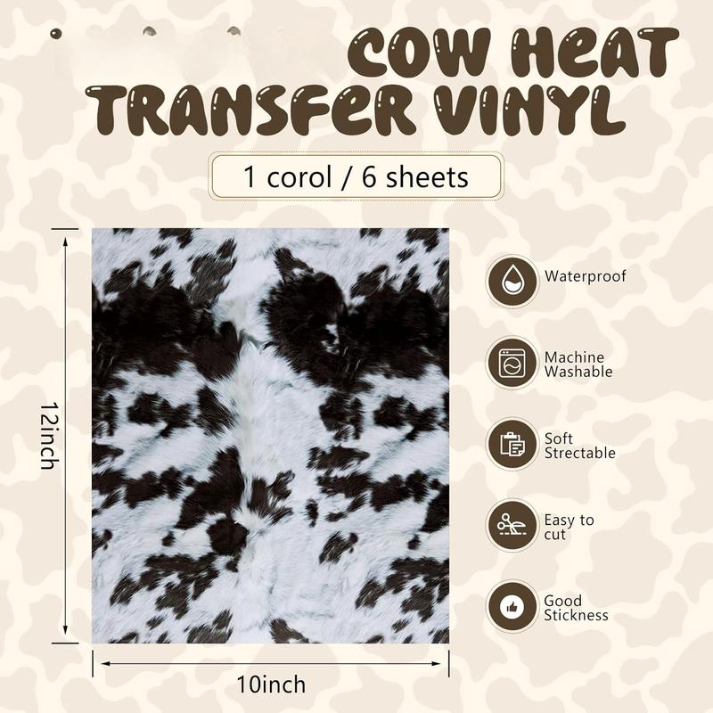 Cowhide HTV Vinyl - 6 Sheets 12 x 10 inches Black Heat Transfer Vinyl ...