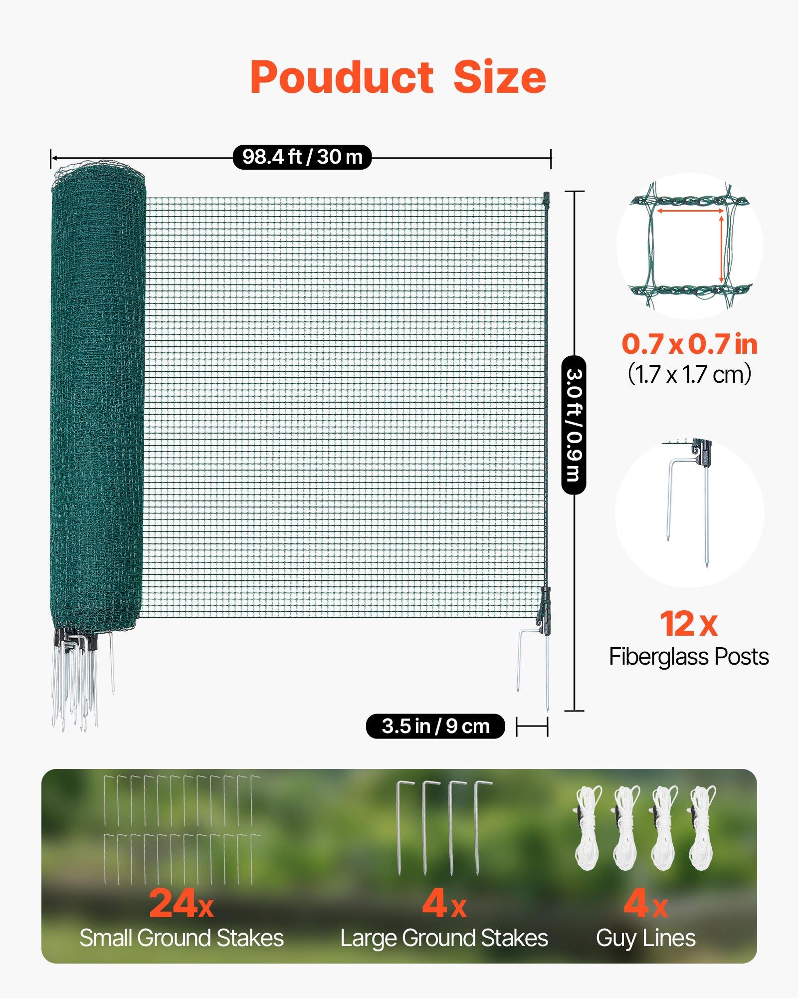VEVOR Temporary Fence with Posts, 3 x 98.4 FT Plastic Mesh Fencing ...
