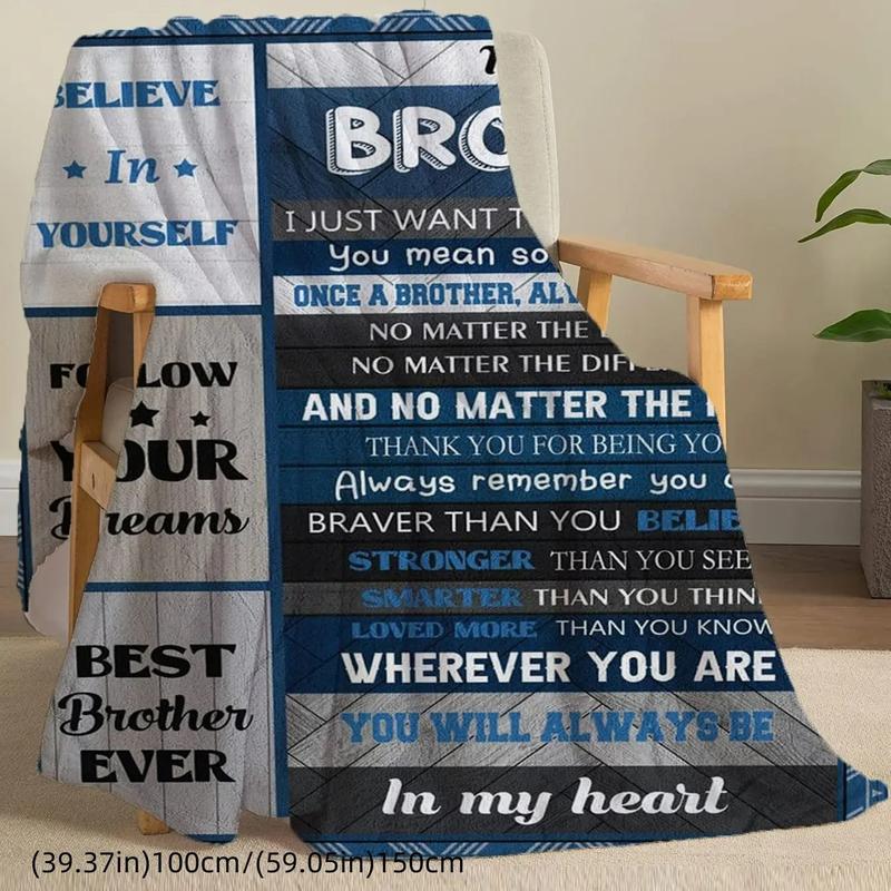 Letter Pattern Blanket, Slogan Print Blanket, 1 Count Soft Throw ...