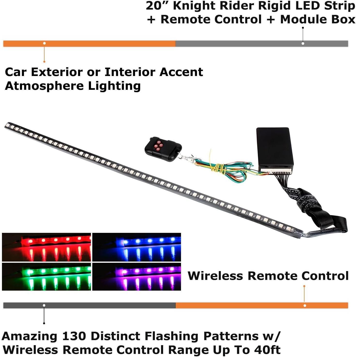 20 inches 48-LED RGB LED Knight Rider Scanner Lighting Bar Compatible ...