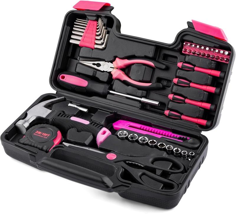 Tool Set, Mini Tool Kit, 49-Piece Pink, Tool Set with Toolbox Tool Kit ...