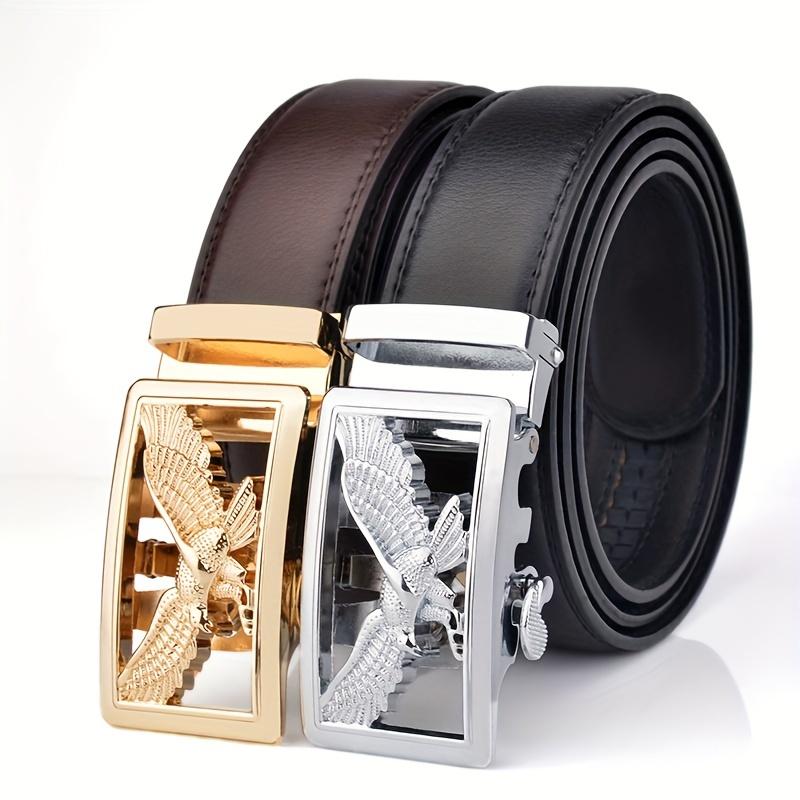 Men's Belt - High-quality Eagle Pattern Leather Automatic Buckle Business Casual Belt - Genuine ...